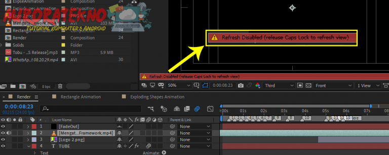 AE : Refresh Disabled (Release Caps Lock To Refresh View) Fix