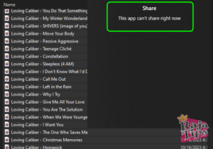 Windows Sharing Error "This App Can't Share Right Now"